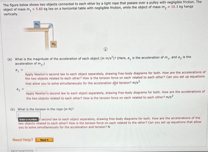 Solved The figure below shows two objects connected to each | Chegg.com