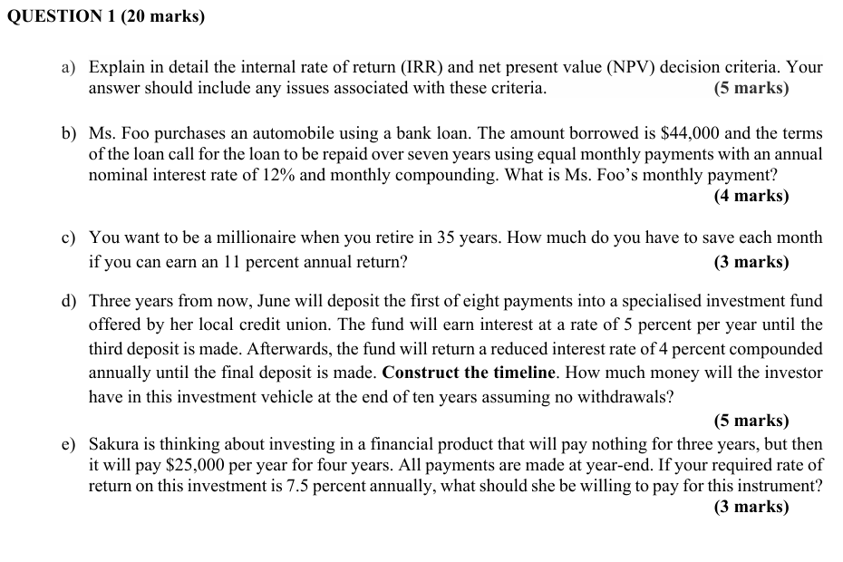 QUESTION 1 (20 ﻿marks)a) ﻿Explain in detail the | Chegg.com