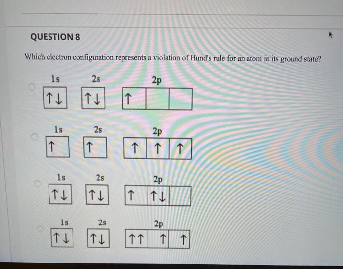 Solved Question 8 Which Electron Configuration Represents A