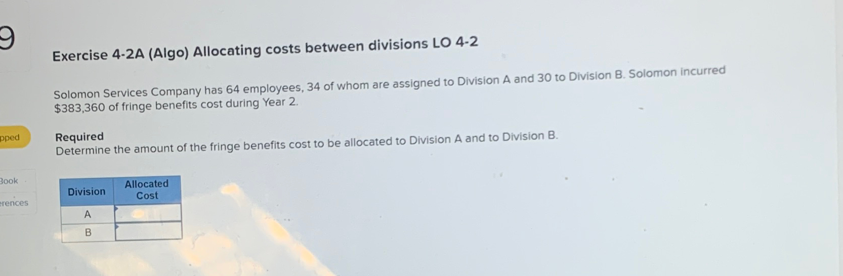 Solved Exercise 4-2A (Algo) ﻿Allocating costs between | Chegg.com