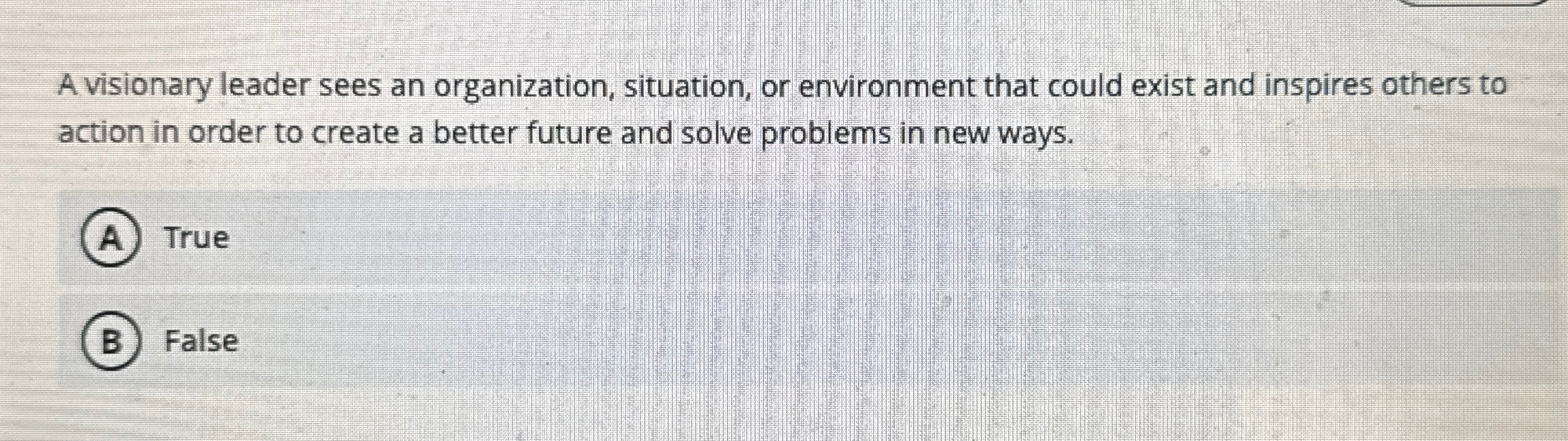 Solved A visionary leader sees an organization, situation, | Chegg.com