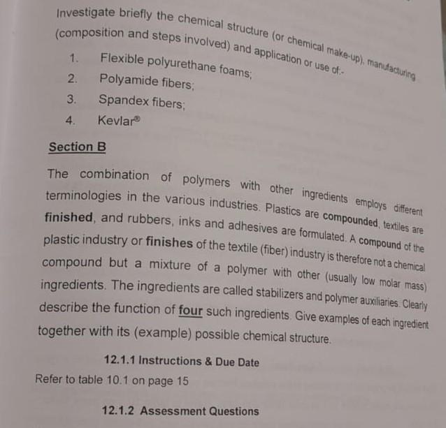 Solved Investigate briefly the chemical structure (or | Chegg.com