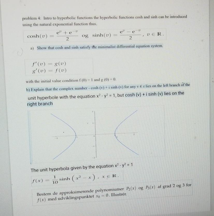 Solved problem 4: Intro to hyperbolic functions the | Chegg.com