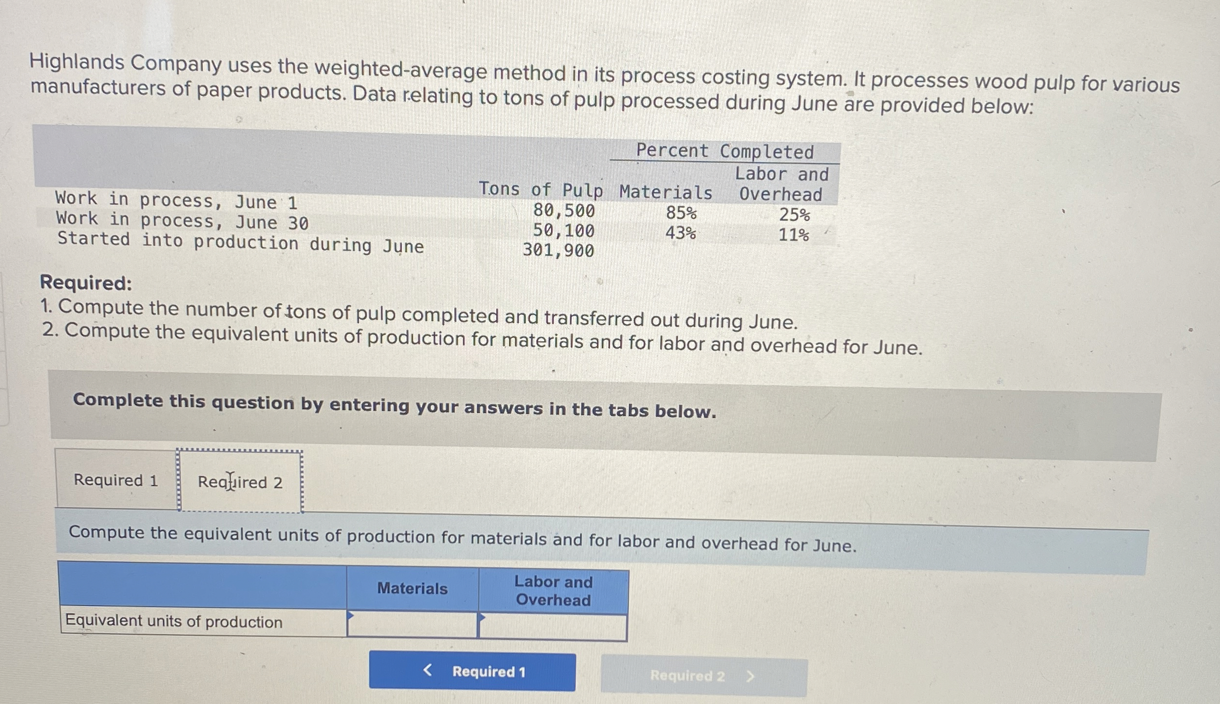 Solved Highlands Company uses the weighted-average method in | Chegg.com