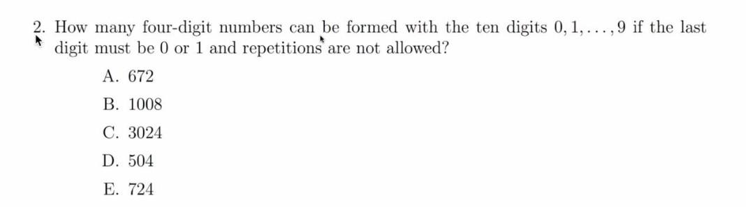 Solved 2. How many four-digit numbers can be formed with the | Chegg.com