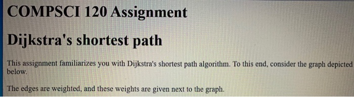 Solved Compsci 120 Assignment Dijkstras Shortest Path This