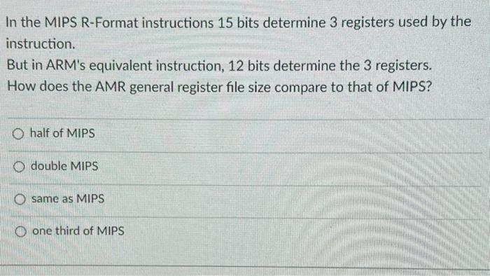 Solved In the MIPS R-Format instructions 15 bits determine 3 | Chegg.com