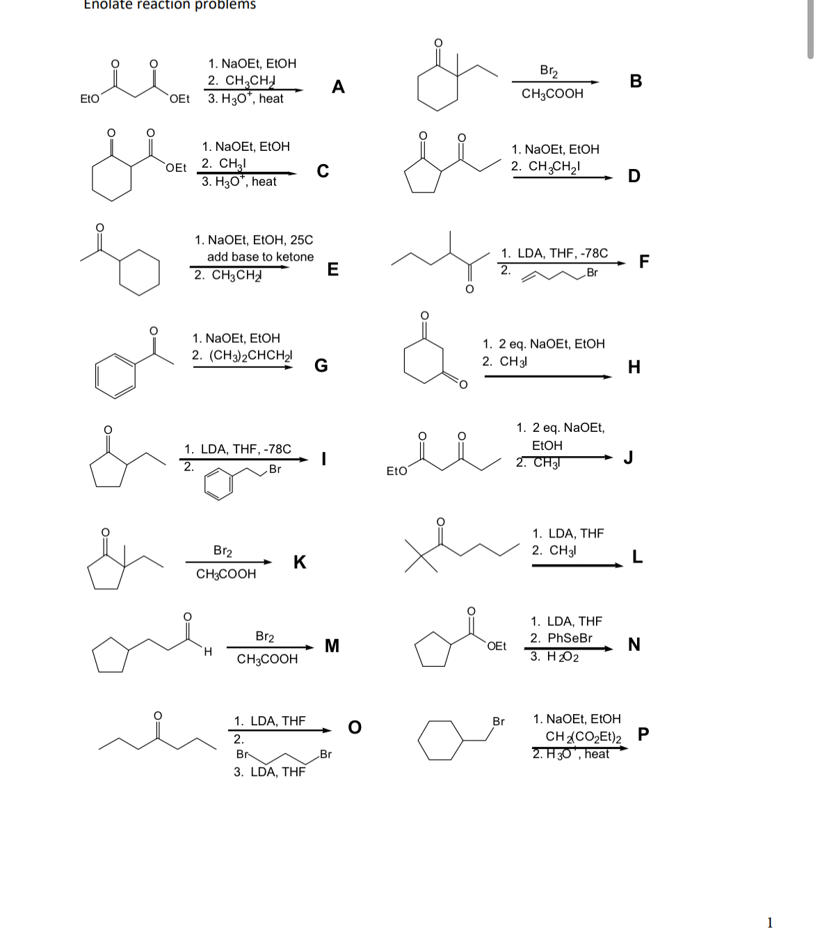 Solved Enolate reaction problemsPlease wirte full mechanism1 | Chegg.com