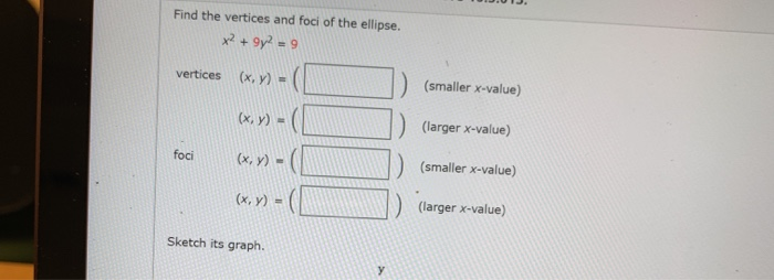 Solved Find the vertices and foci of the ellipse. x2 +9y2 = | Chegg.com