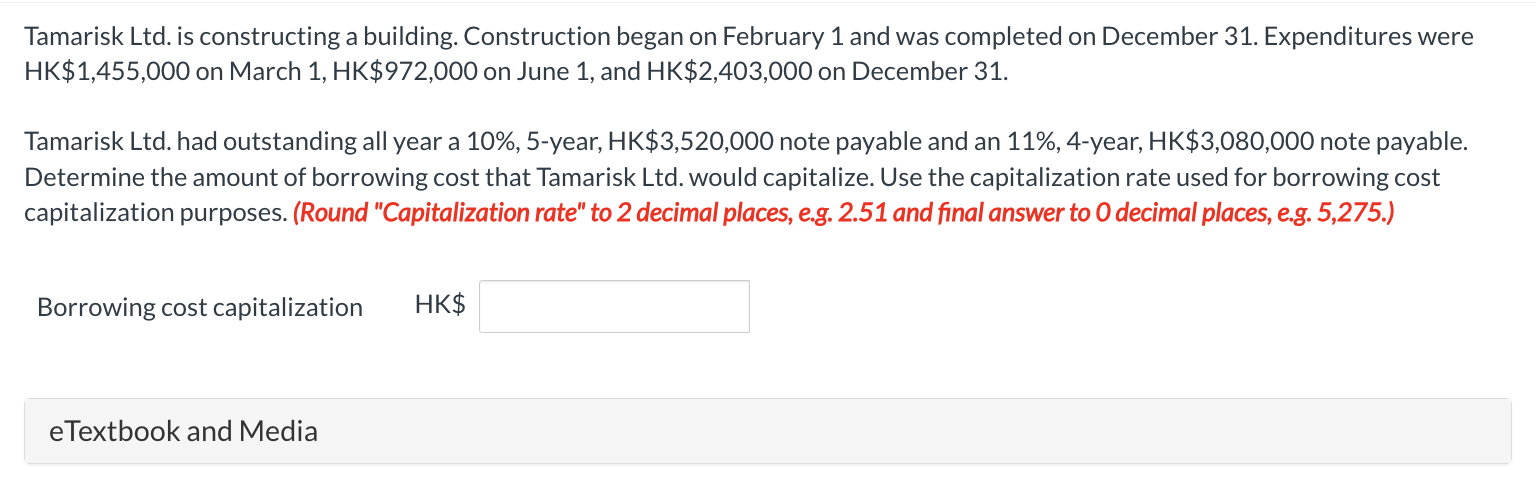 Solved Tamarisk Ltd. ﻿is constructing a building. | Chegg.com