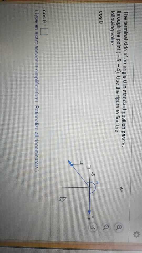 Solved The terminal side of an angle in standard position | Chegg.com