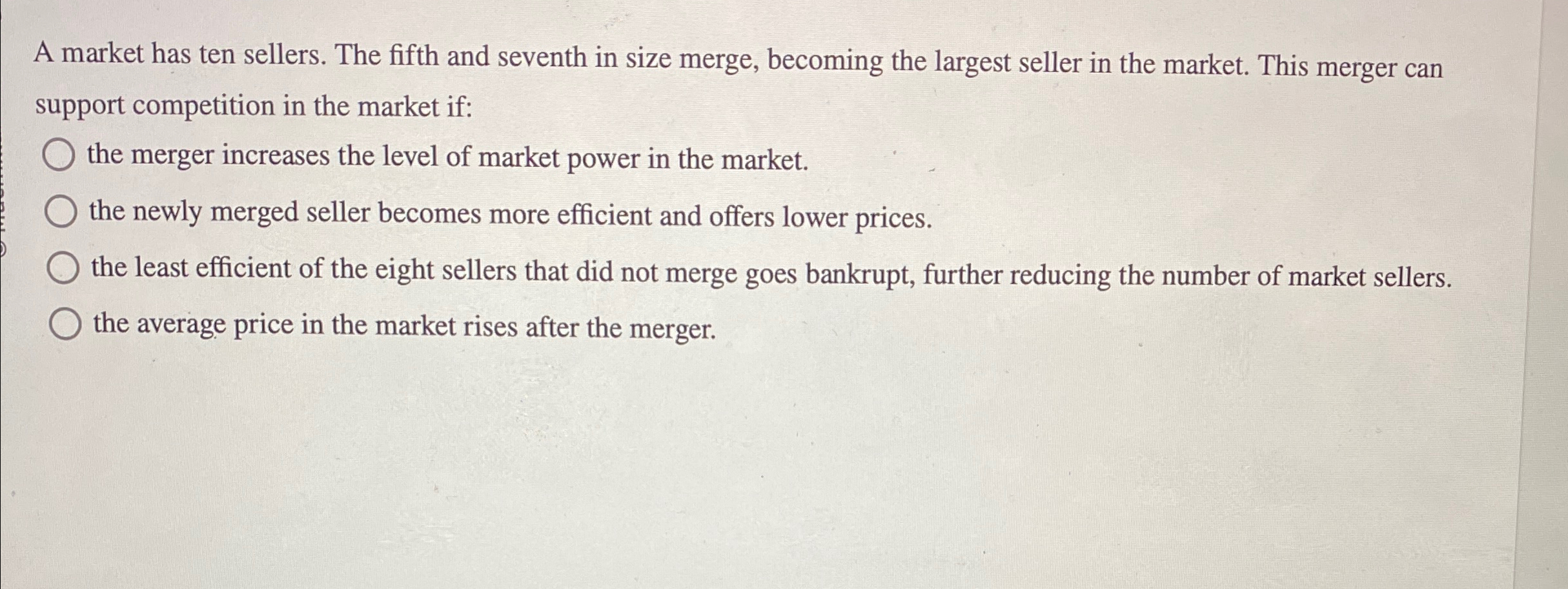 Solved A market has ten sellers. The fifth and seventh in | Chegg.com
