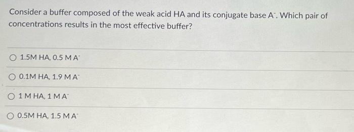 Solved Consider a buffer composed of the weak acid HA and | Chegg.com