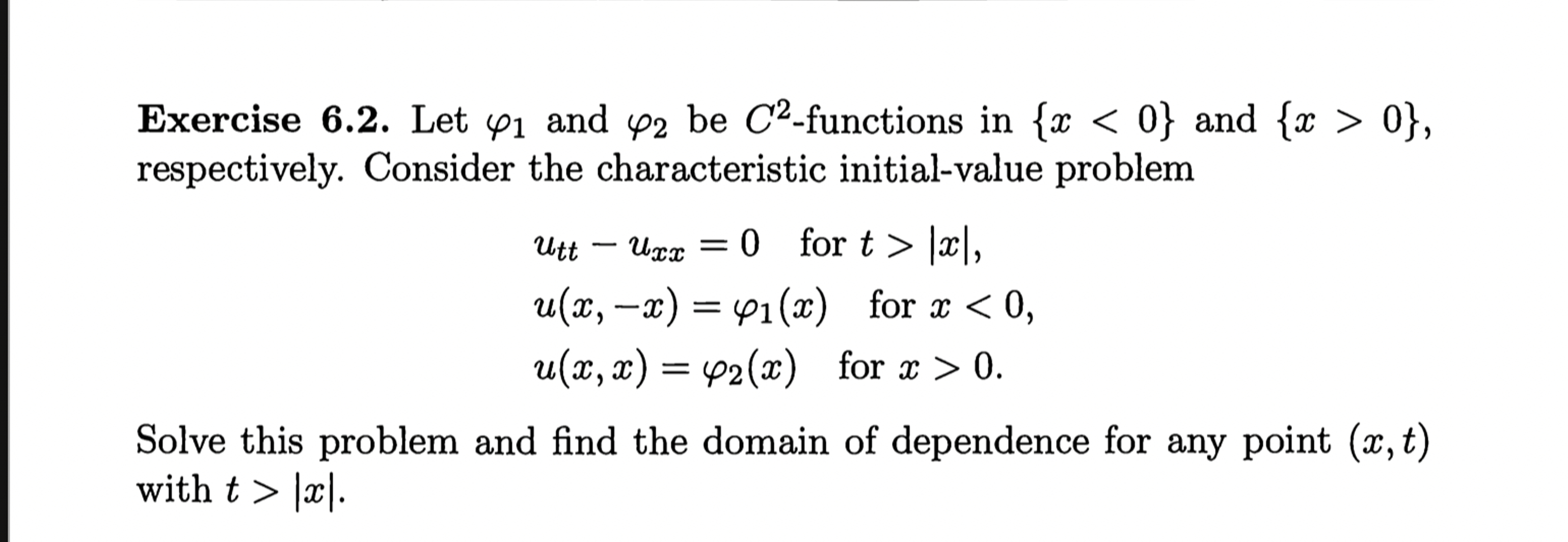 Exercise 6.2. ﻿Let φ1 ﻿and φ2 ﻿be C2-functions in | Chegg.com