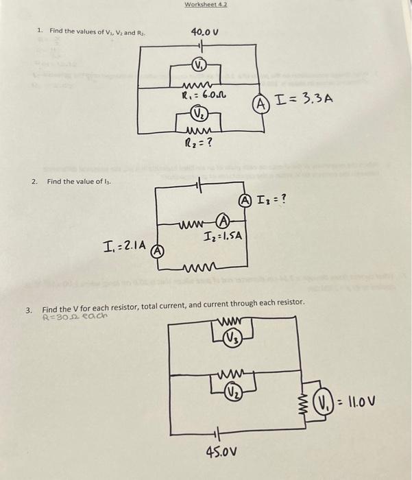 Solved 1. Find the values of V1,V2 2. Find the value 3. Find | Chegg.com