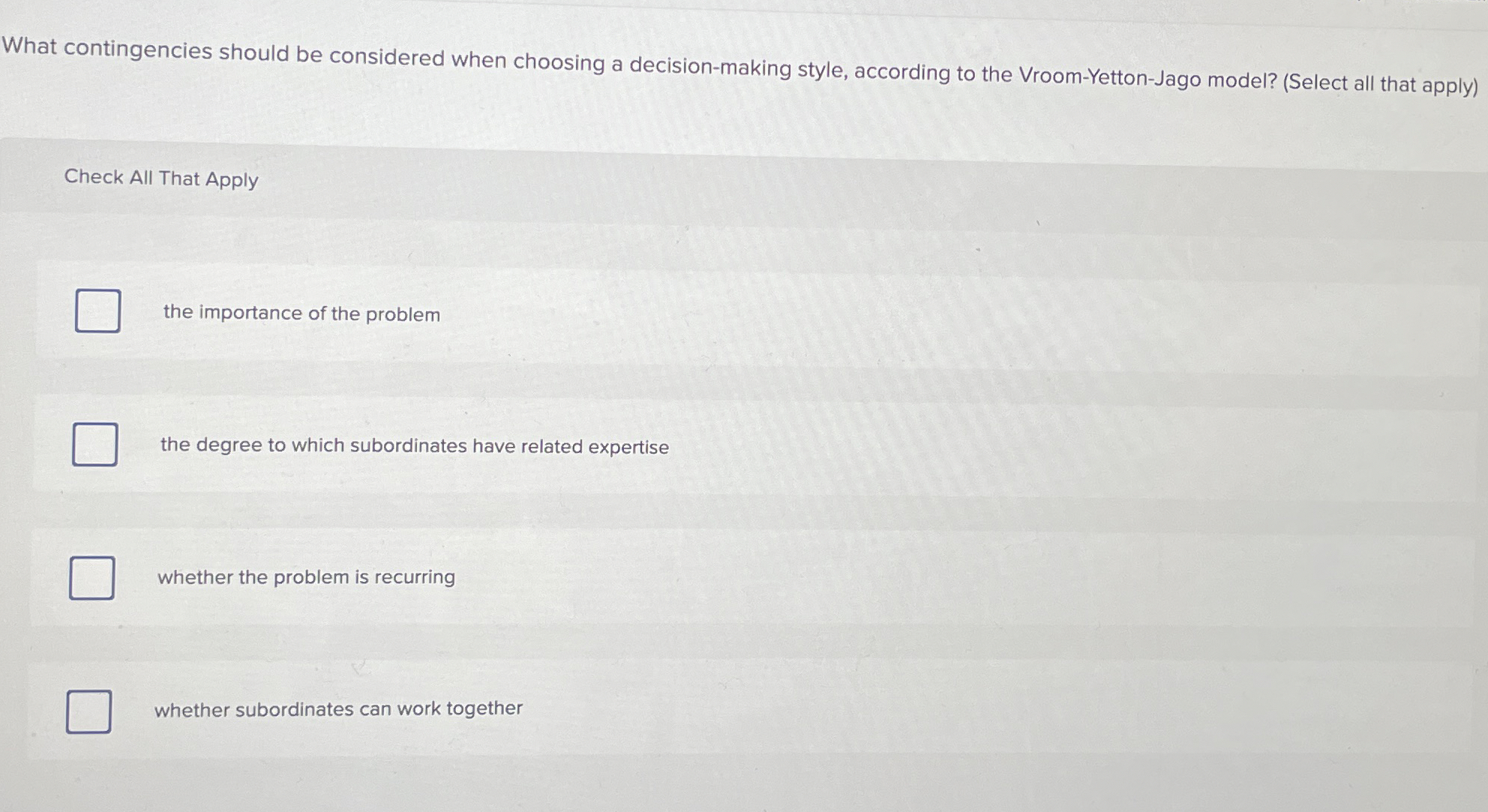 Solved What contingencies should be considered when choosing | Chegg.com