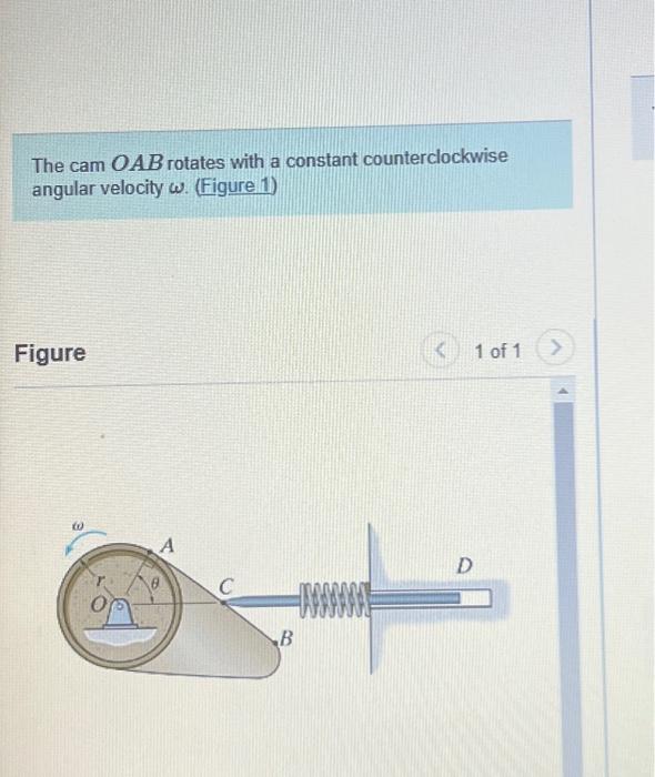 Solved The cam OAB rotates with a constant counterclockwise | Chegg.com
