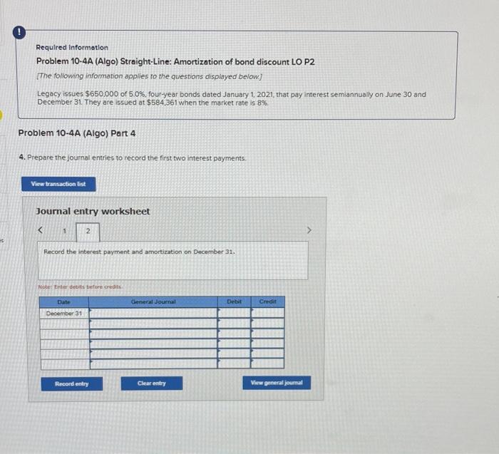 Solved Required Information Problem 10-4A (Algo) | Chegg.com