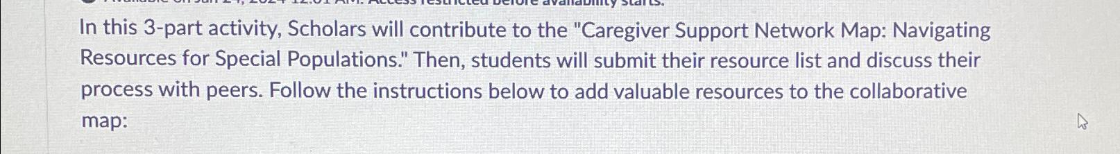 In this 3-part activity, Scholars will contribute to | Chegg.com