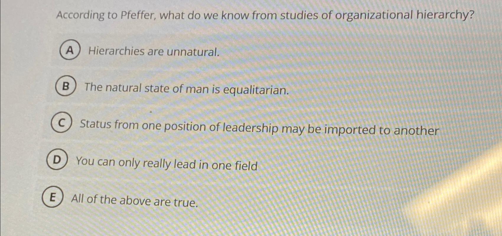 Solved According to Pfeffer, what do we know from studies of | Chegg.com