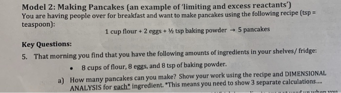 Solved Model 2: Making Pancakes (an example of limiting and | Chegg.com
