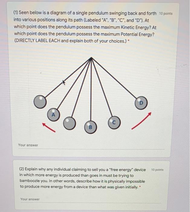 Solved (1) Seen below is a diagram of a single pendulum | Chegg.com