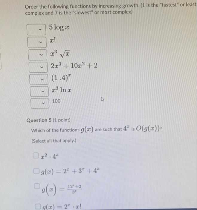 Solved Order the following functions by increasing growth. | Chegg.com