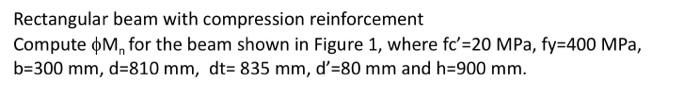 Solved Rectangular beam with compression reinforcement | Chegg.com