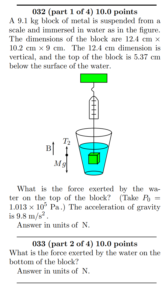 Solved 032 (part 1 ﻿of 4) 10.0 ﻿pointsA 9.1kg ﻿block of | Chegg.com