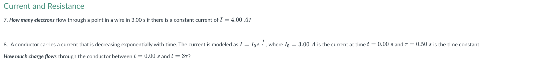 Solved Current and ResistanceHow many electrons flow through | Chegg.com