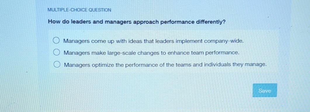 Solved MULTIPLE-CHOICE QUESTIONHow do leaders and managers | Chegg.com