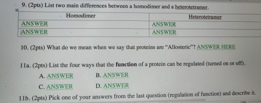 Solved 9. (2pts) List two main differences between a | Chegg.com