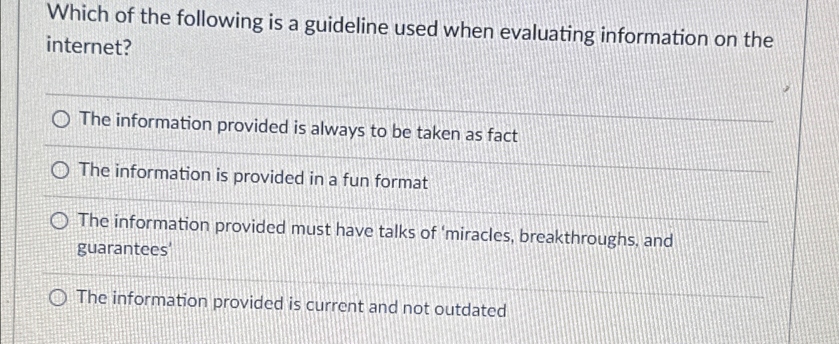 Solved Which of the following is a guideline used when | Chegg.com