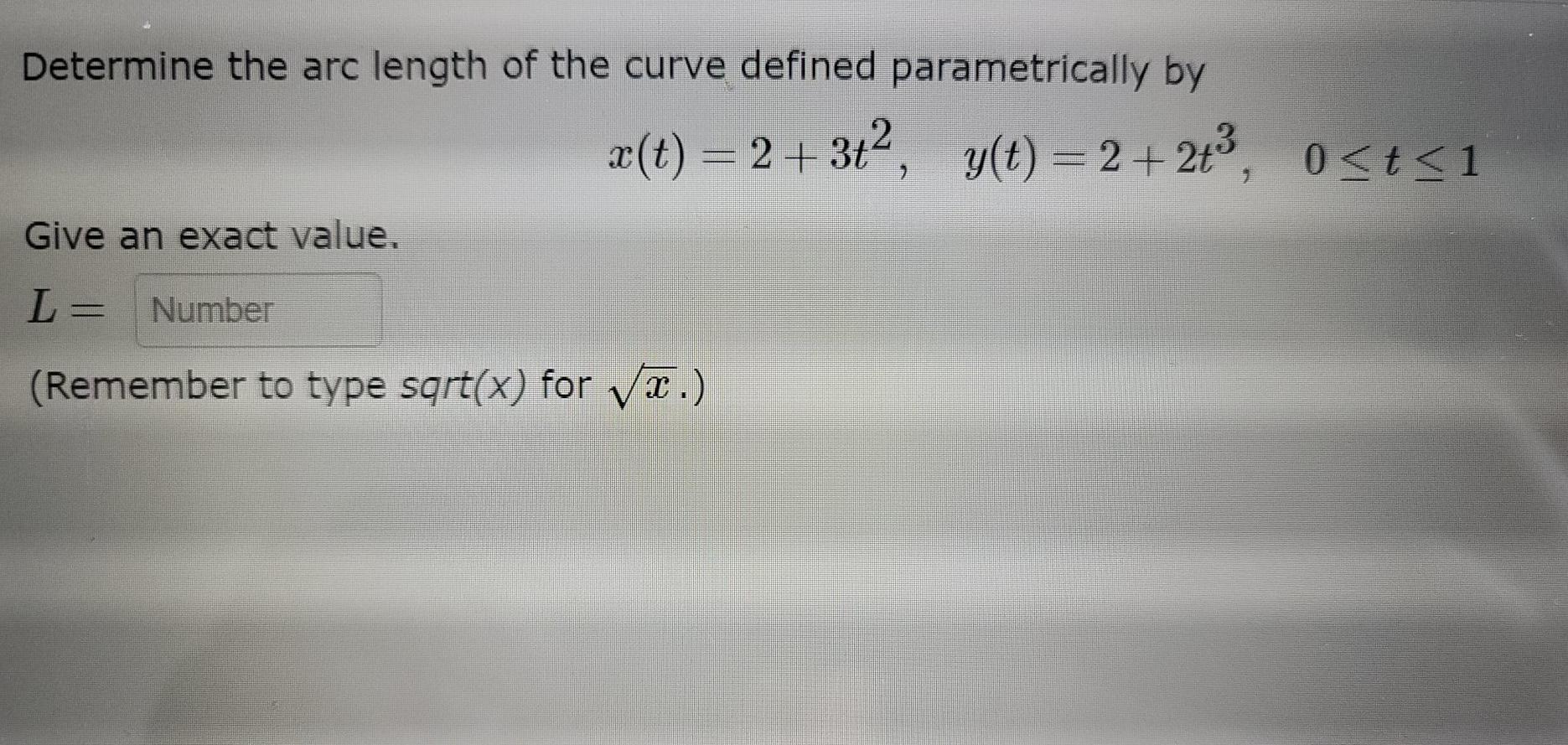 Solved Determine the arc length of the curve defined | Chegg.com