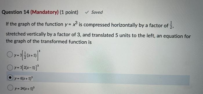 Solved Question 14 (Mandatory) (1 point) Saved rot / If | Chegg.com