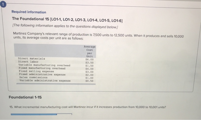 Solved Required information The Foundational 15 [LO1-1, | Chegg.com