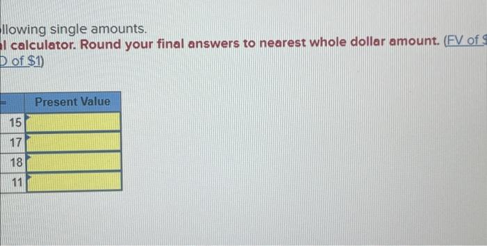 Determine the present value of the following single | Chegg.com