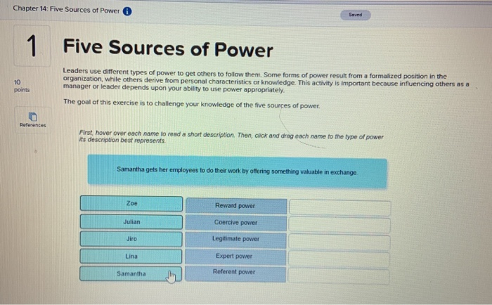 Solved Chapter 14: Five Sources of Power 6 Saved Five | Chegg.com