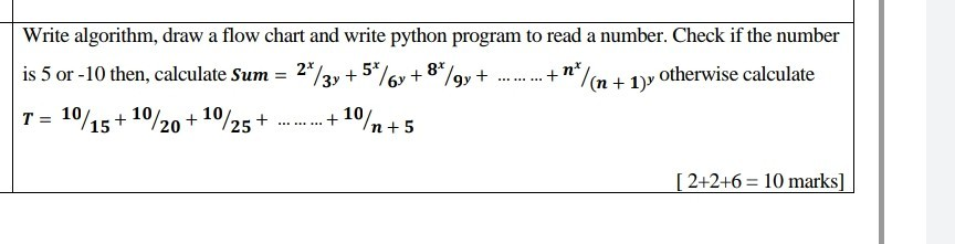 Solved Write algorithm, draw a flow chart and write python | Chegg.com