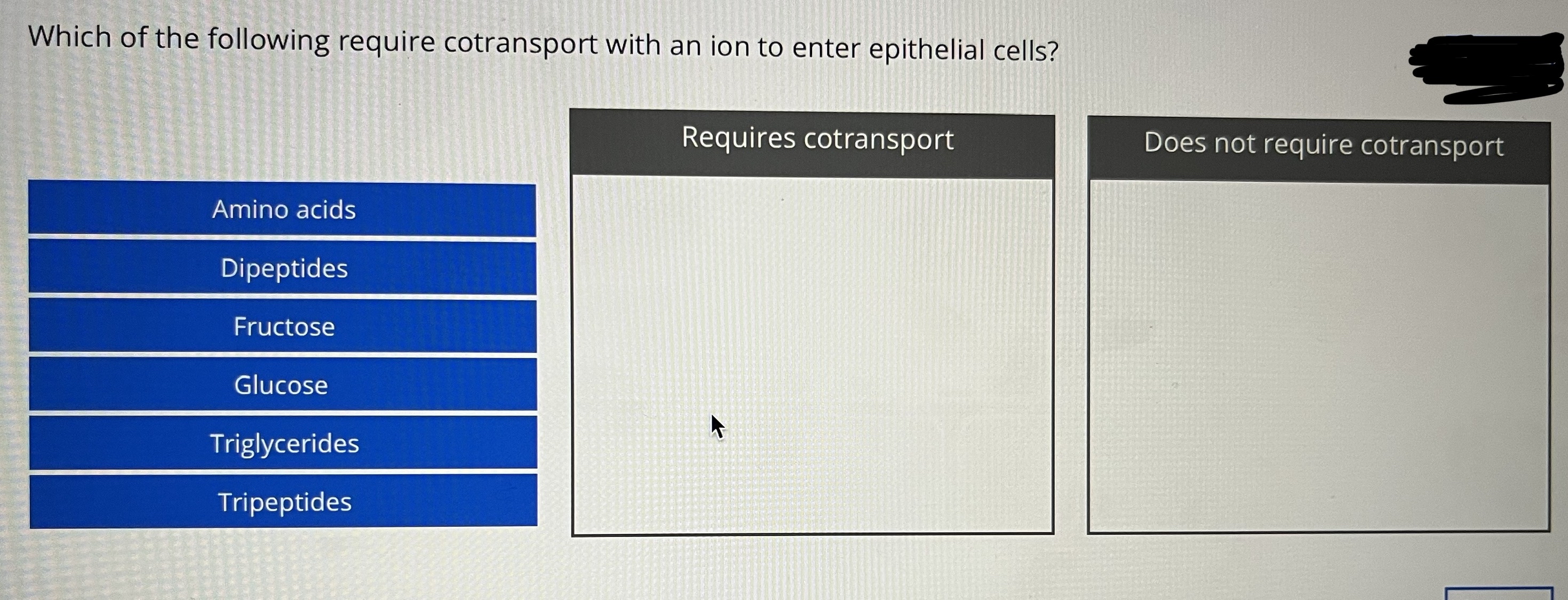 Solved Which of the following require cotransport with an | Chegg.com