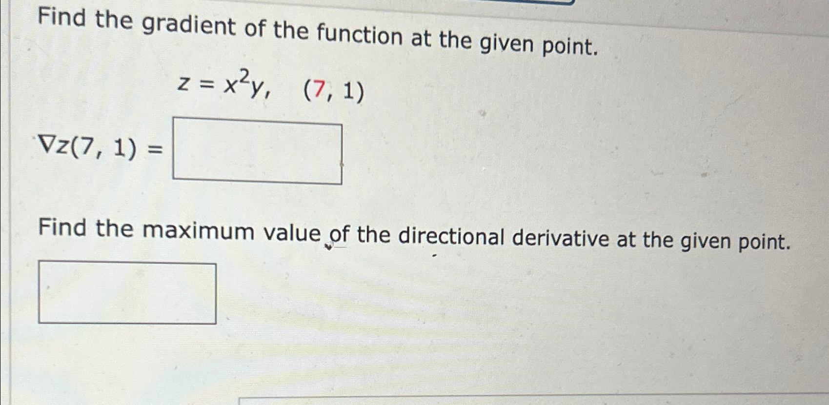 Solved Find the gradient of the function at the given | Chegg.com