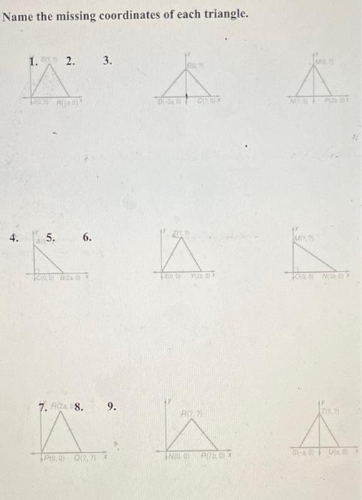 name the missing coordinates of each triangle?with | Chegg.com