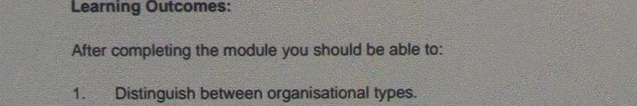 Solved Learning Outcomes: After completing the module you | Chegg.com