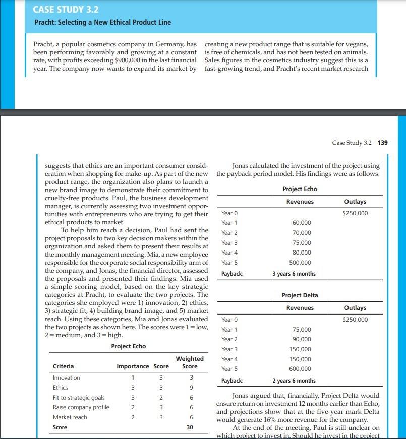 Solved CASE STUDY 3.2 Pracht: Selecting a New Ethical | Chegg.com