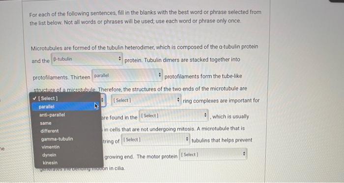 Solved Microtubules are formed of the tubulin heterodimet, | Chegg.com