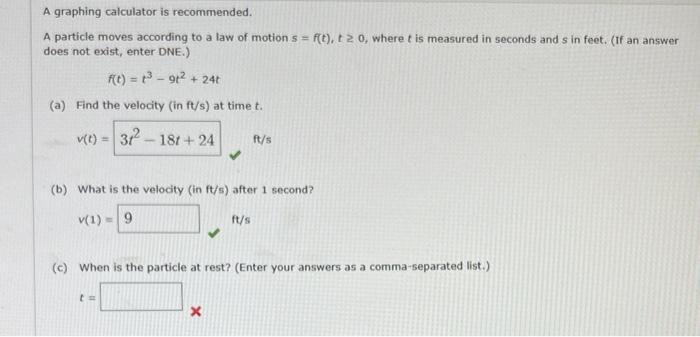 Solved A particle moves according to a law of motion | Chegg.com