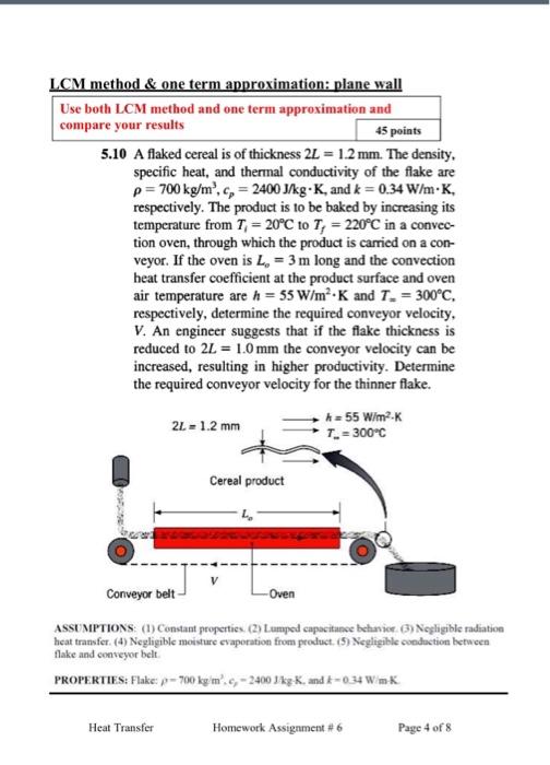 Solved LCM method & one term approximation: plane wall Use | Chegg.com