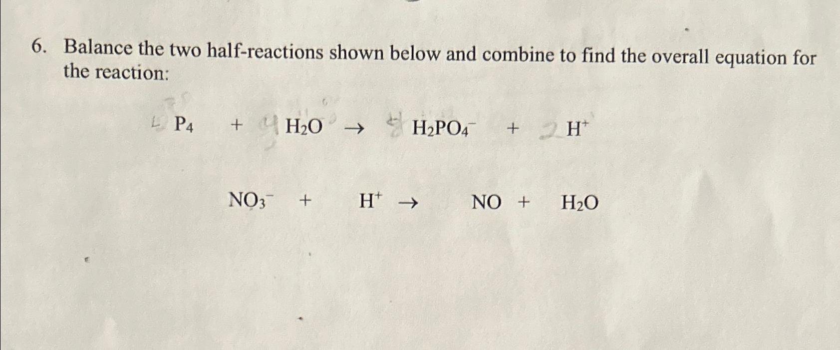 Solved Balance the two half-reactions shown below and | Chegg.com
