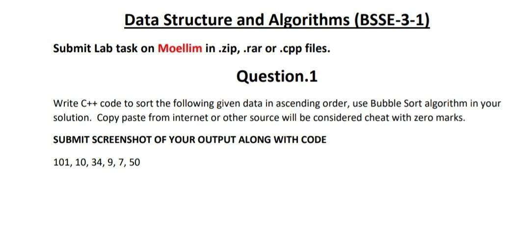 Solved Data Structure and Algorithms (BSSE-3-1) Submit Lab | Chegg.com
