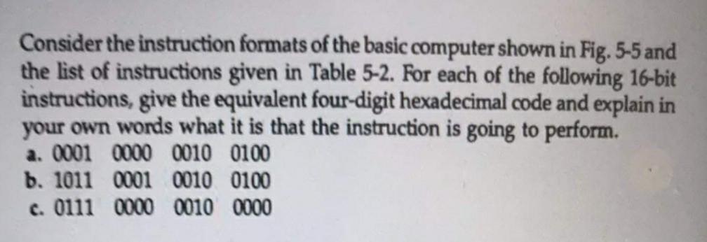 Solved Consider The Instruction Formats Of The